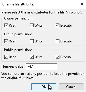 Setting permissions on files and folders using FileZilla | Hostico